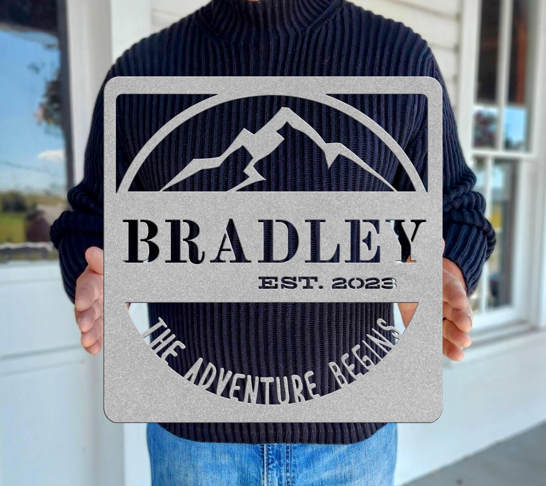 The Adventure Begins! Family Name Sign; Personalized Metal Sign ...