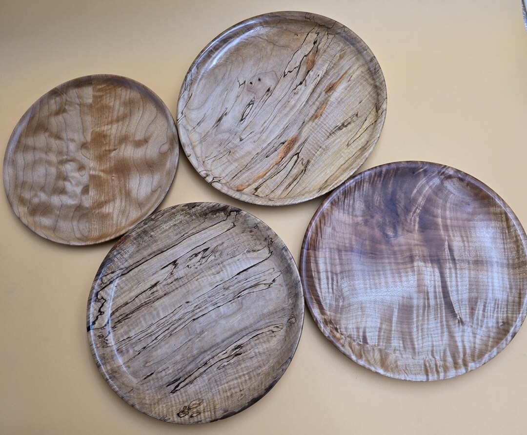 Set of (4) 9.5 Inch Maple Plates, Two Are Splated, Food Dishes - Etsy