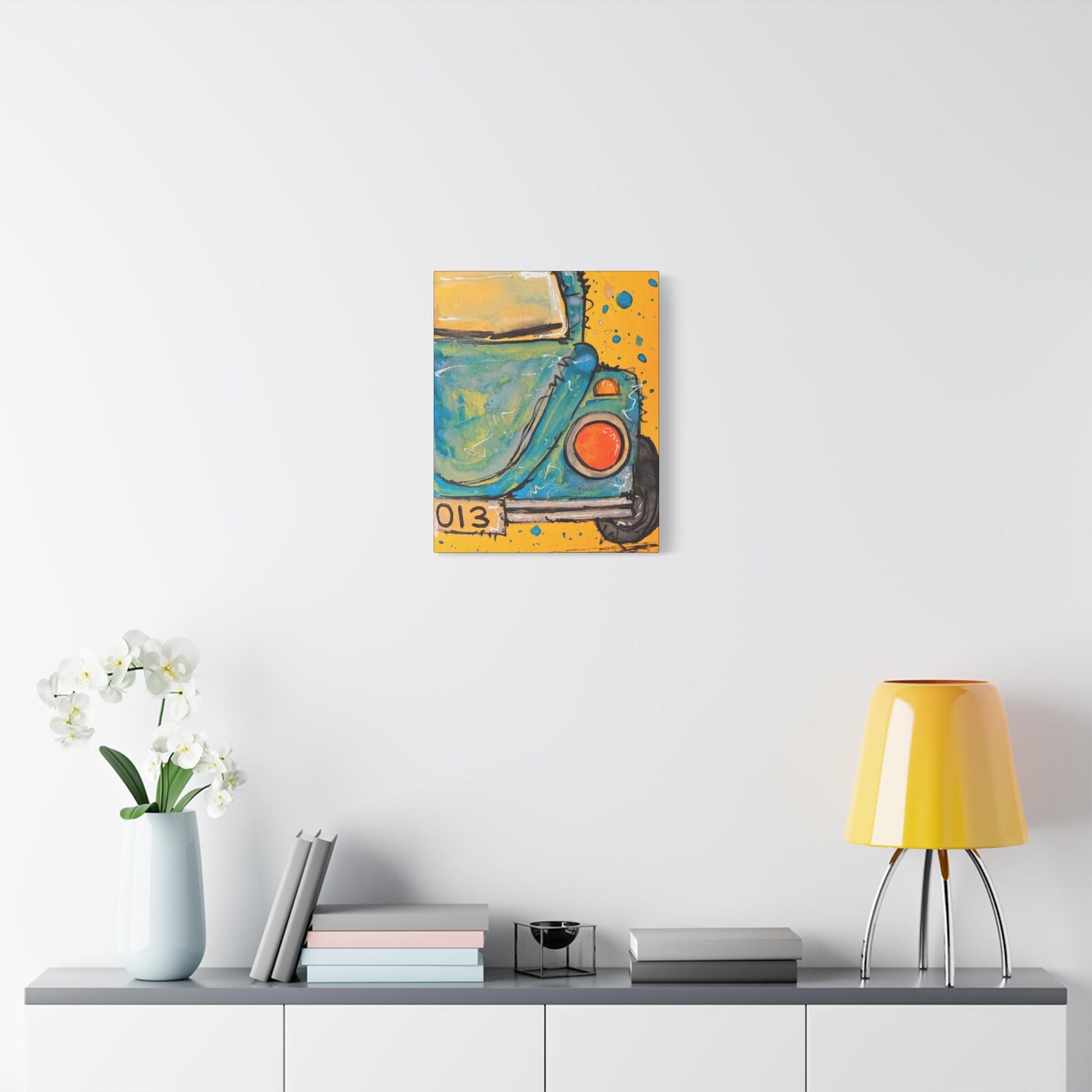 Retro Blue Beetle Car Matte Canvas - Etsy