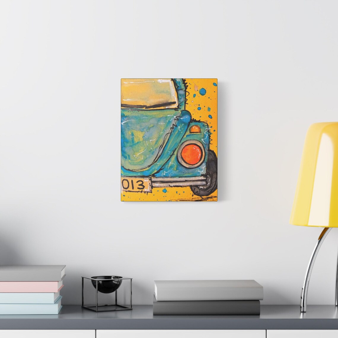 Retro Blue Beetle Car Matte Canvas - Etsy