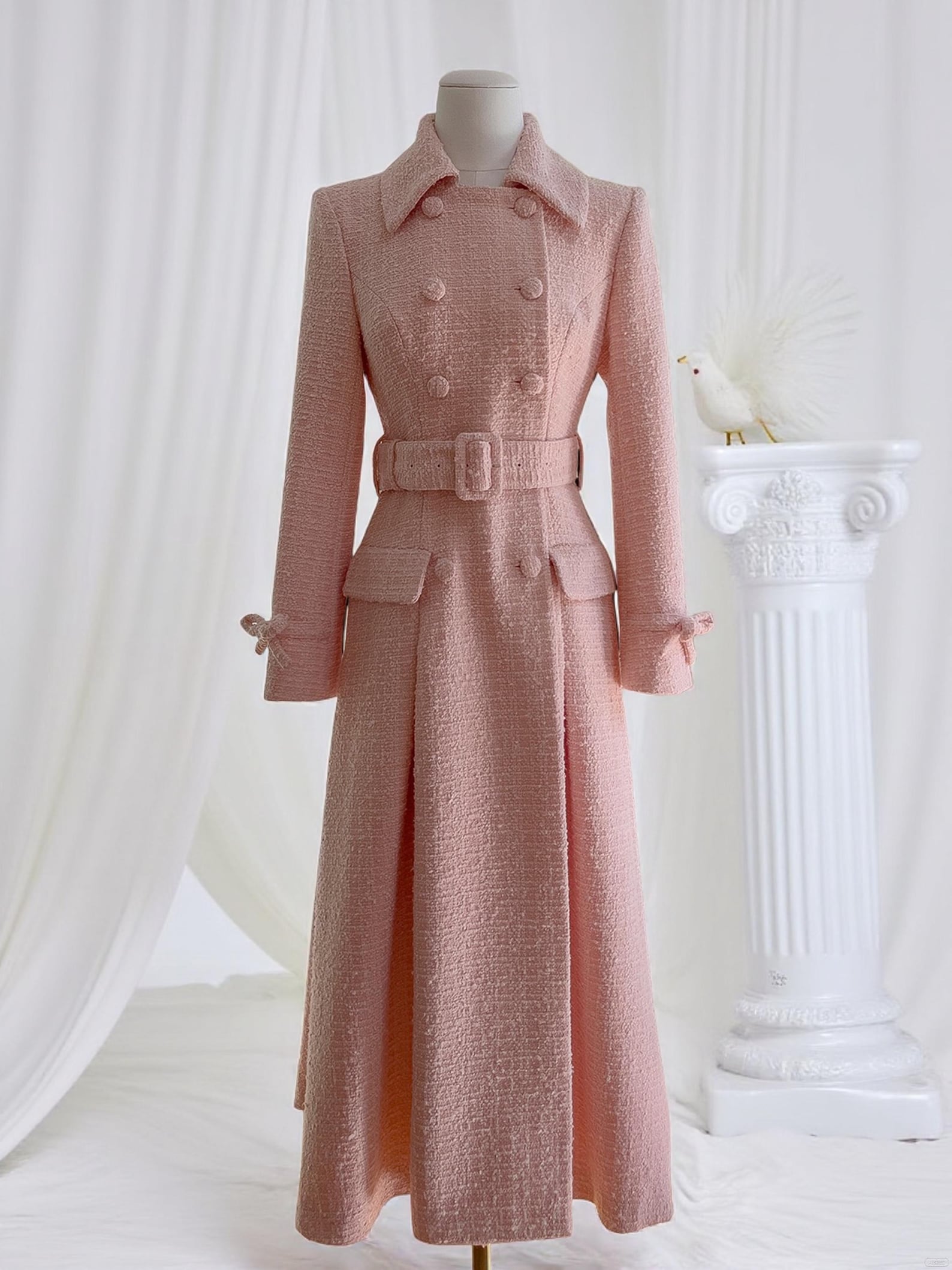 Custom Made Wool Long Trench Coat: Pink Tailored Elegant Business ...
