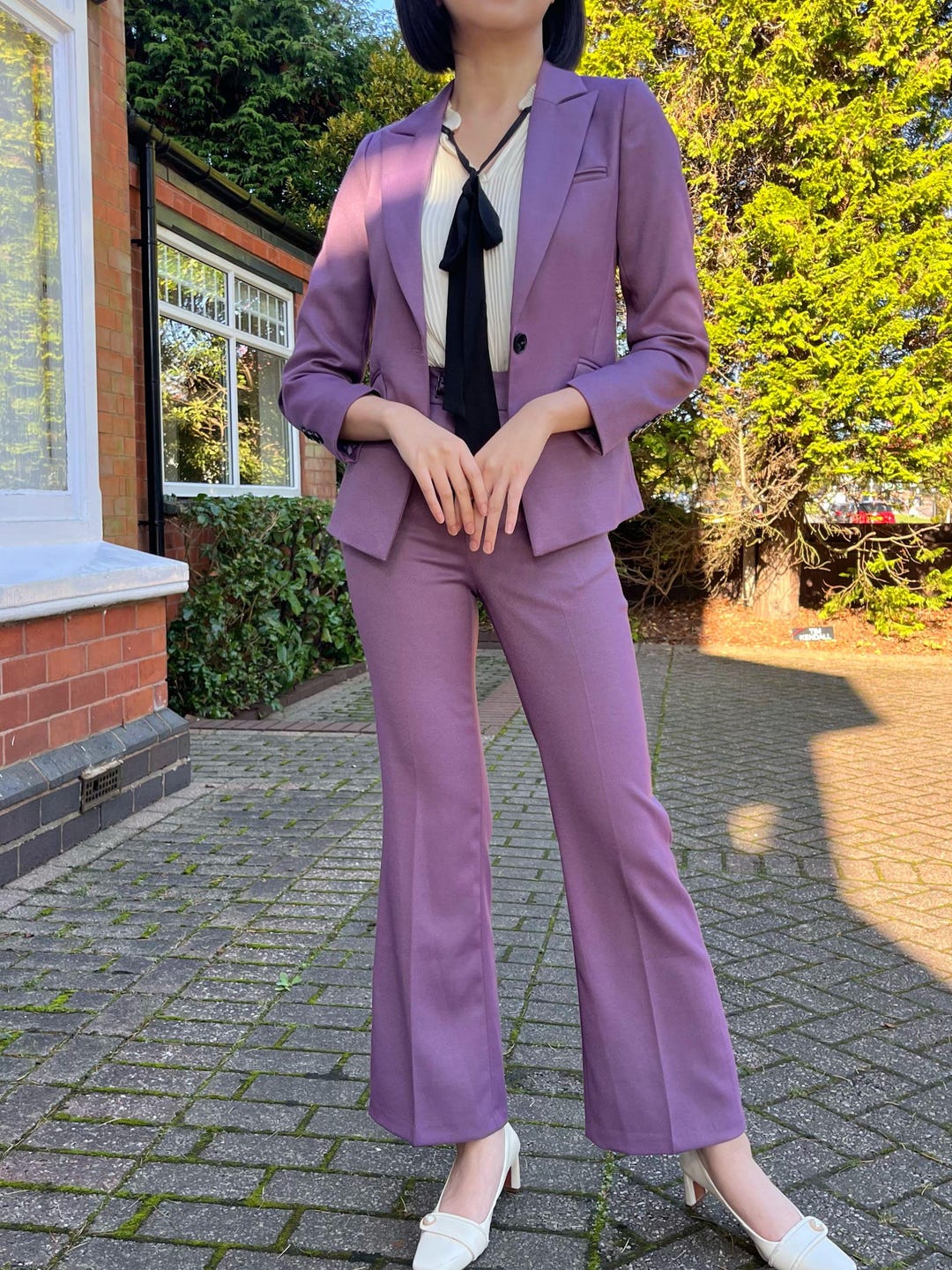 Bespoke Custom / Ready Made Women Violet Purple Color Pant Suit Set ...
