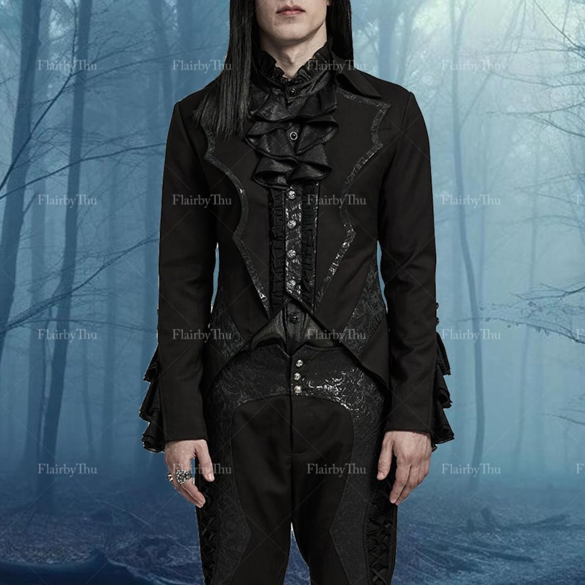Goth Gentleman's Tuxedo Jacket Tail Coat Goth Steampunk Victorian ...