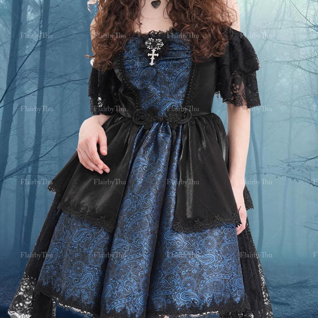 Gothic Halter Party Dress Witchy Halloween Costume, Dark Gown for ...