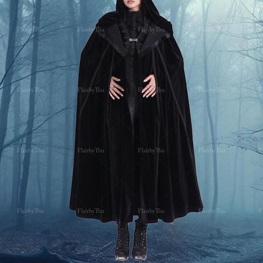 Medieval Hooded Cloak Velvet Renaissance Cloak, Elven Cloak Cosplay ...