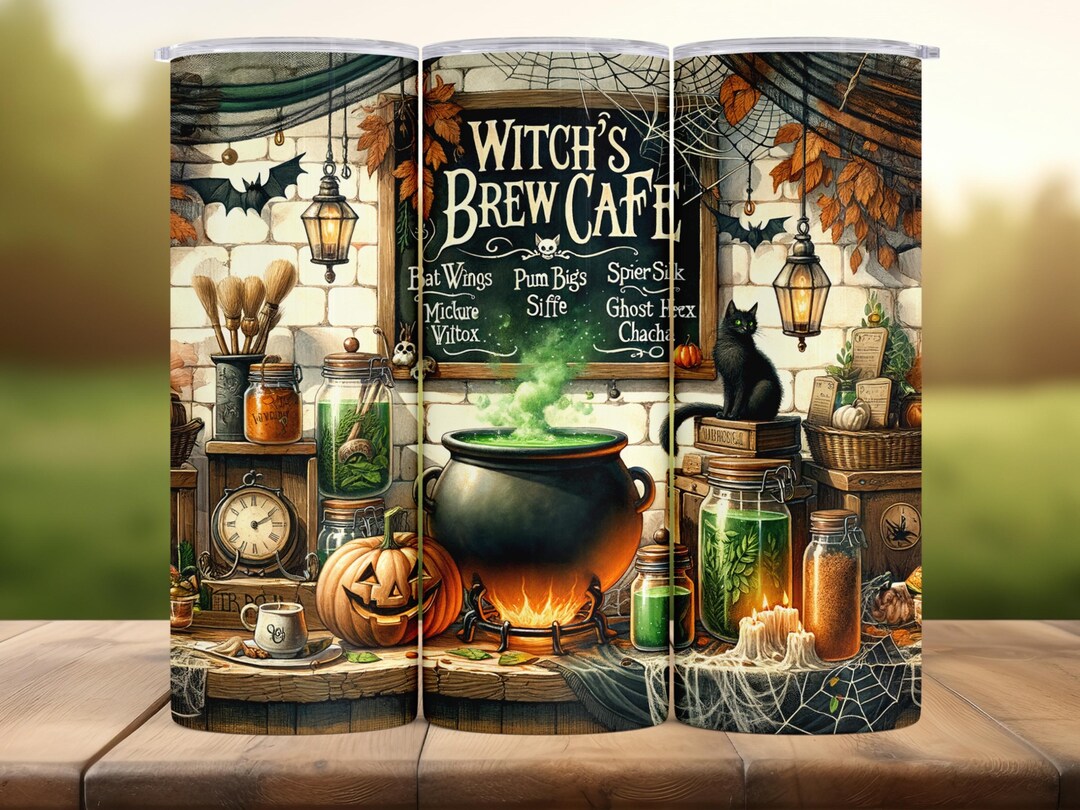 Witch's Brew Cafe Tumbler Wrap: Spooky Halloween Cauldron (digital ...
