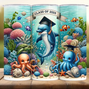 Ocean Animals Graduation Tumbler Wrap – Class of 2025 PNG - Etsy