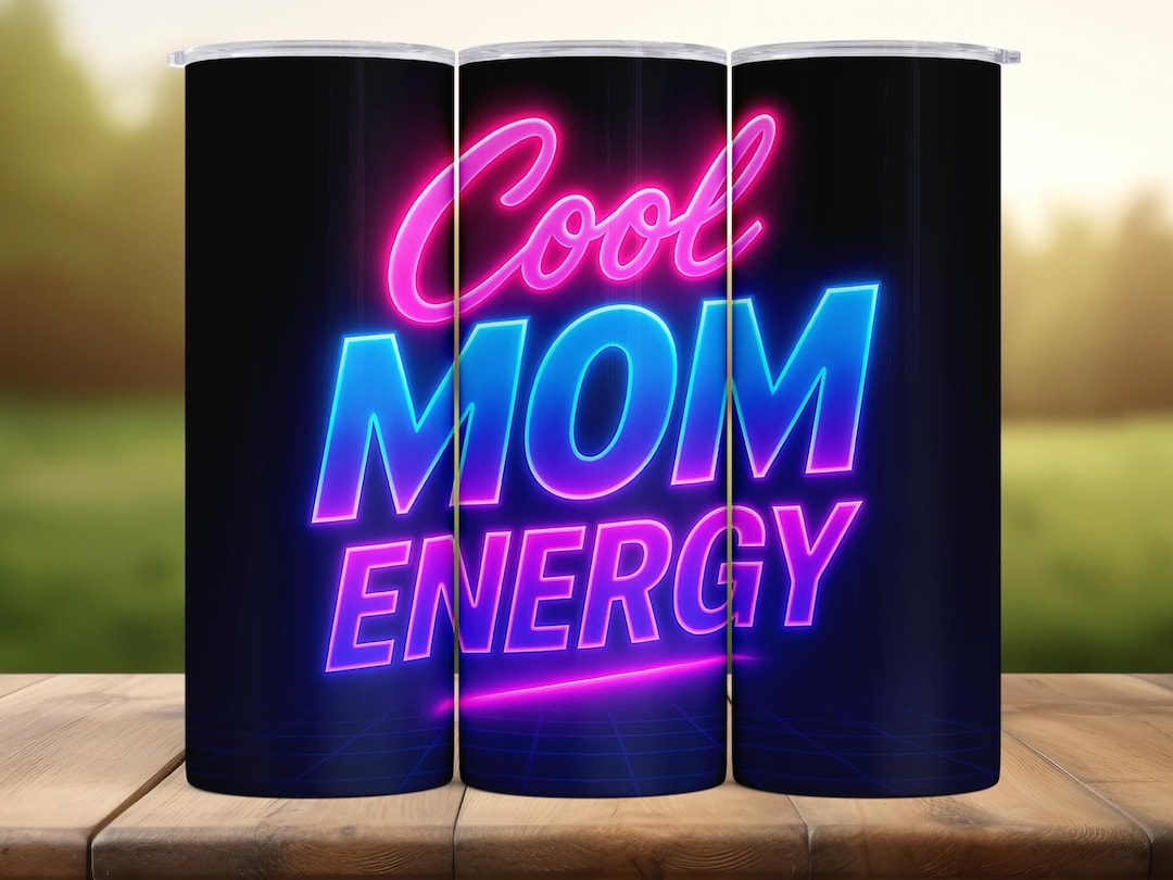 Cool Mom Energy Tumbler Wrap, Neon Retro PNG (digital Download) - Etsy