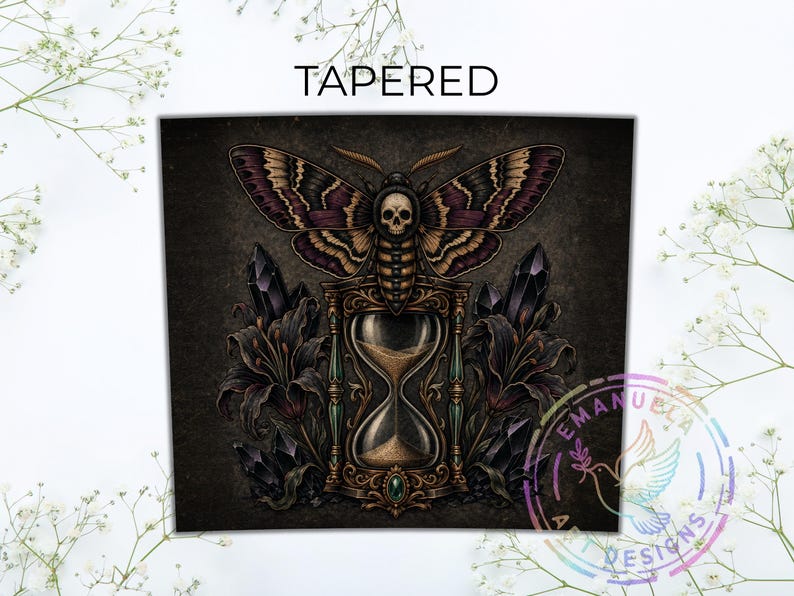 Gothic Death Head Moth Tumbler Wrap: Dark Crystal Hourglass Art ...