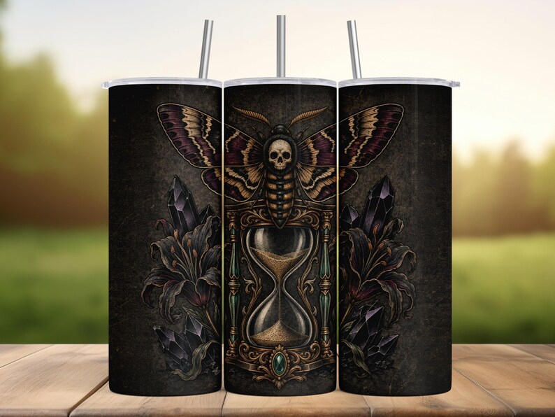 Gothic Death Head Moth Tumbler Wrap: Dark Crystal Hourglass Art ...