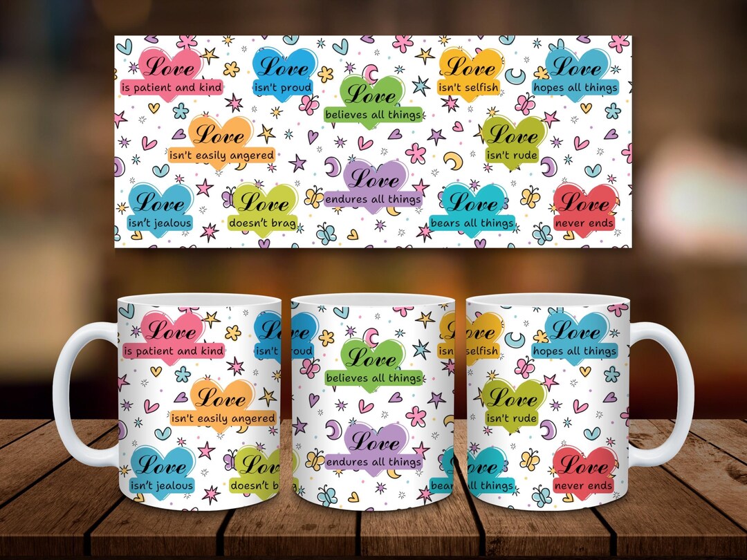 Christian Love Bible Verse Mug Wrap: 11oz 15oz (PNG Digital Download ...