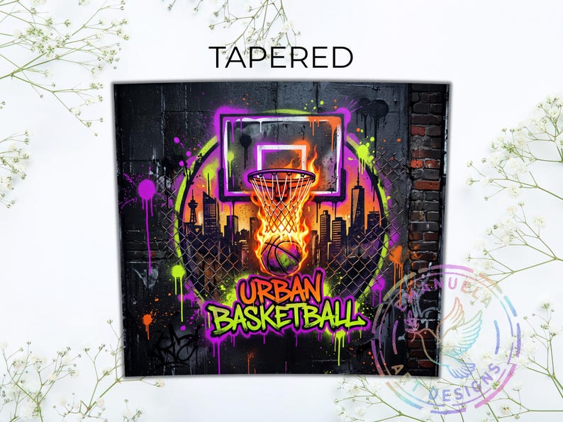 Neon Digi Graffiti Basketball Tumbler Wrap: Urban Street Sport Fire ...