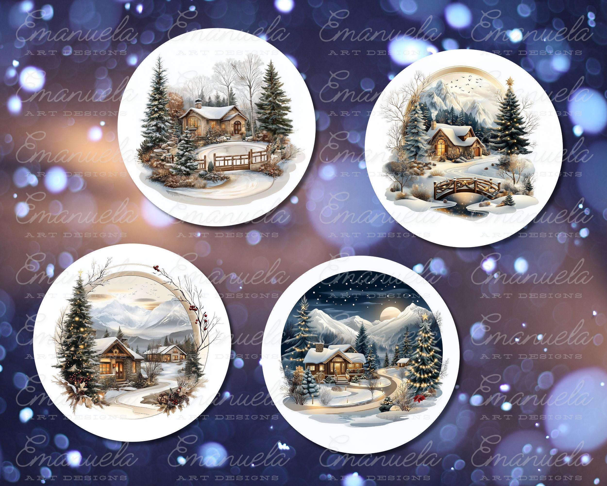 Christmas Winter Scene, Clipart Bundle, Commercial Use - Etsy