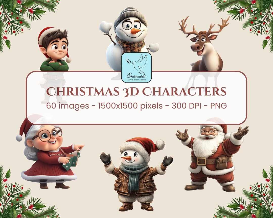 Christmas 3D Characters, Clip Art Bundle, Commercial Use - Etsy