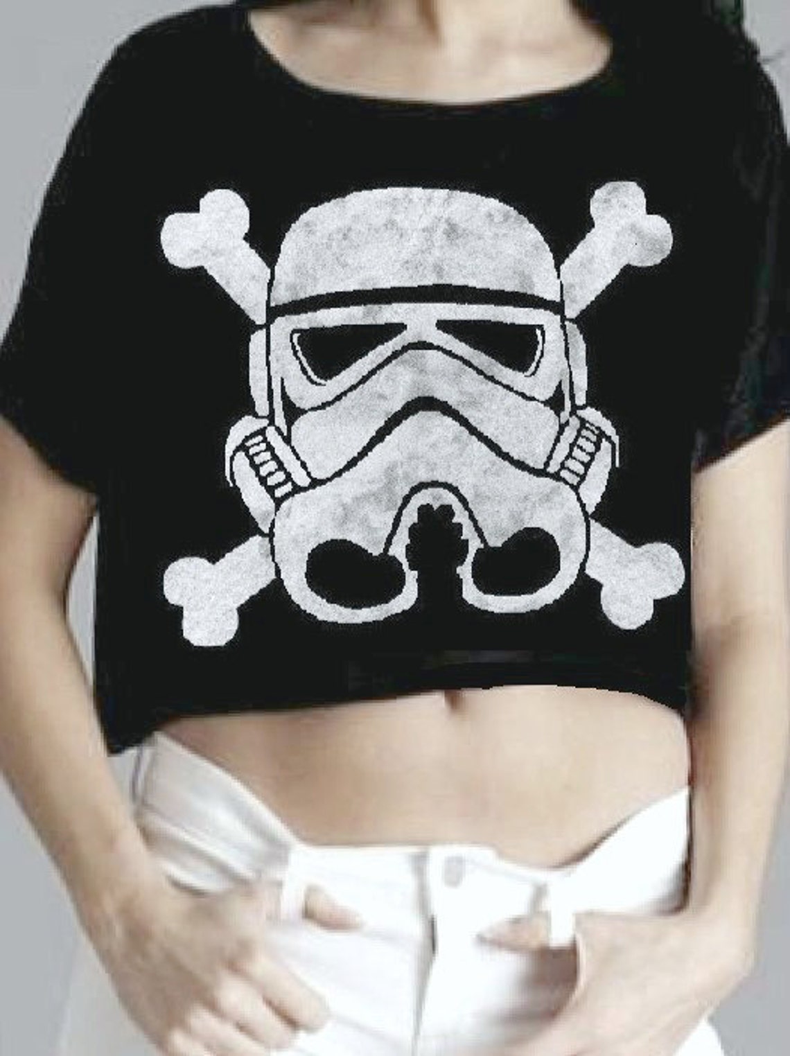 Stormtrooper and Crossbones Cropped Star Wars Tshirt Made | Etsy