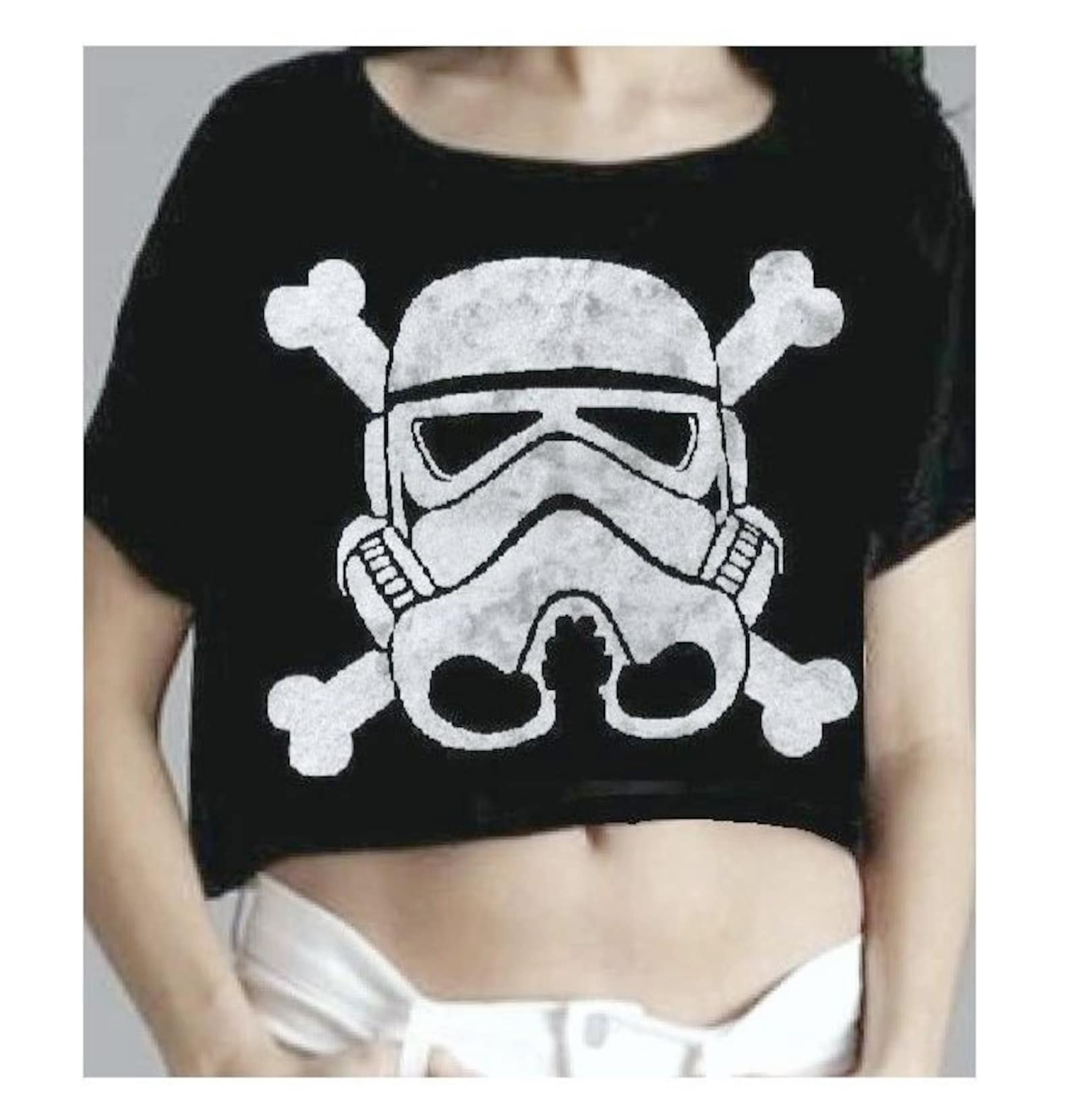 Stormtrooper and Crossbones Cropped Star Wars Tshirt Made | Etsy