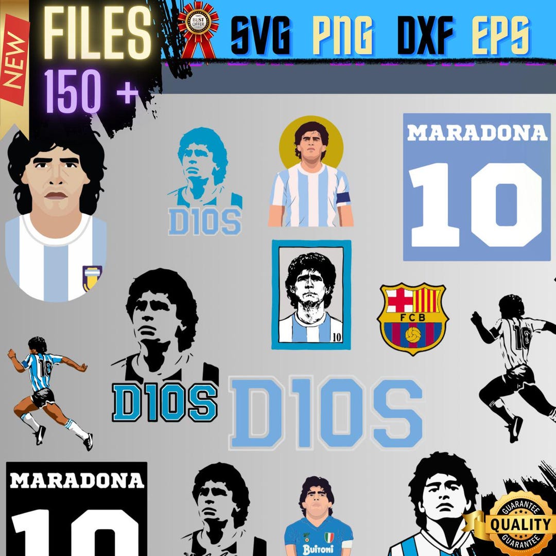 Maradona SVG Bundle, Cut File for Cricut, Silhouette, Digital Download ...