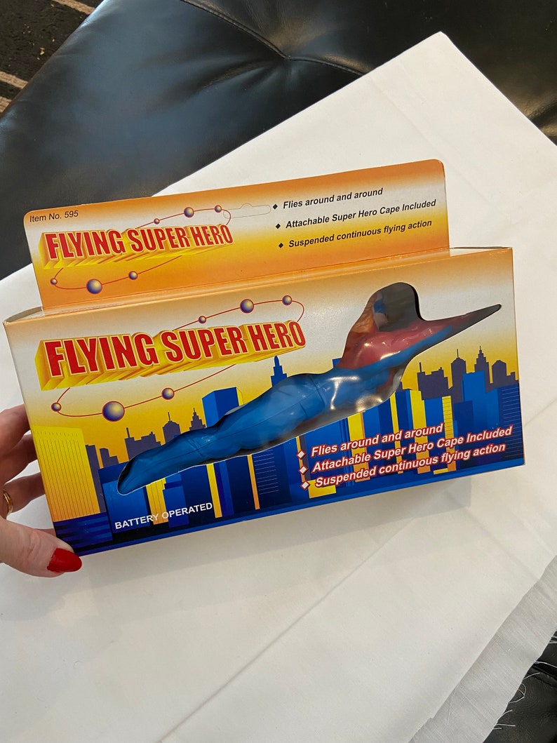FLYING SUPER HERO, New Old Stock, Battery Operated, Vintage Toy ...