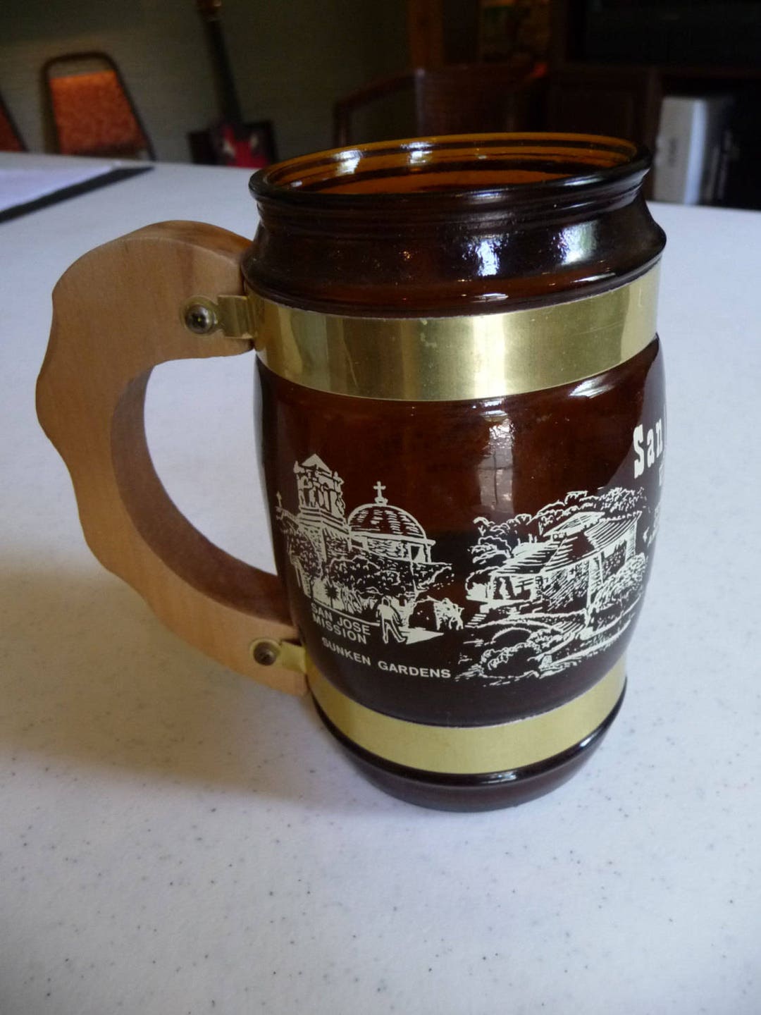 Vintage Siesta Ware, San Antonio, Texas, Collectible Mug, Wooden Handle ...