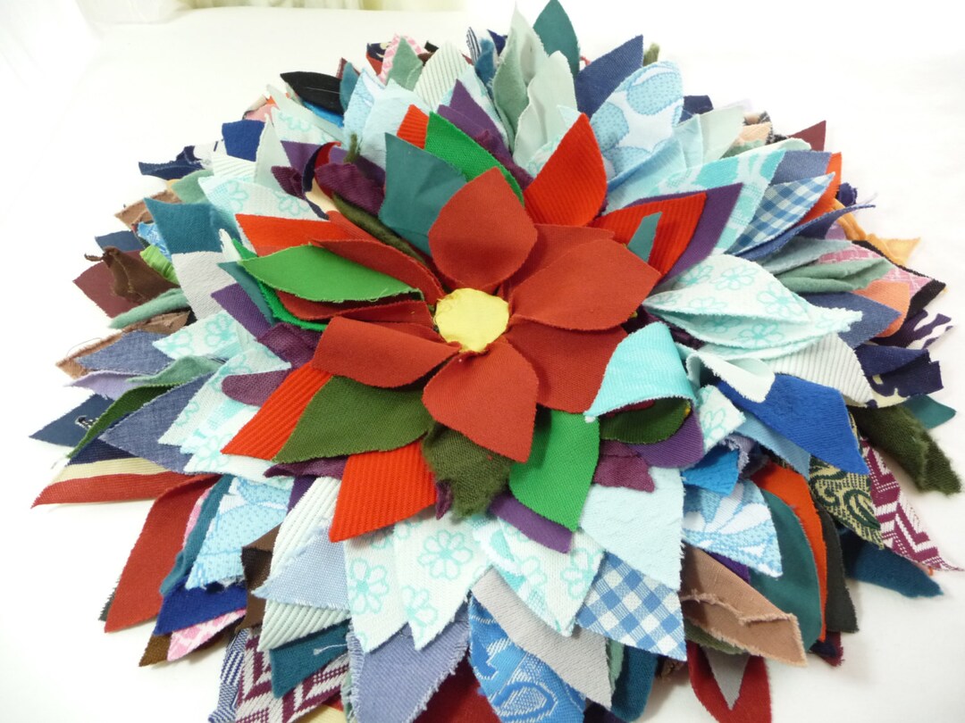 Vintage Scrap Art, Fabric Scrap Flower, Decorative, Home Decor, TOP ...