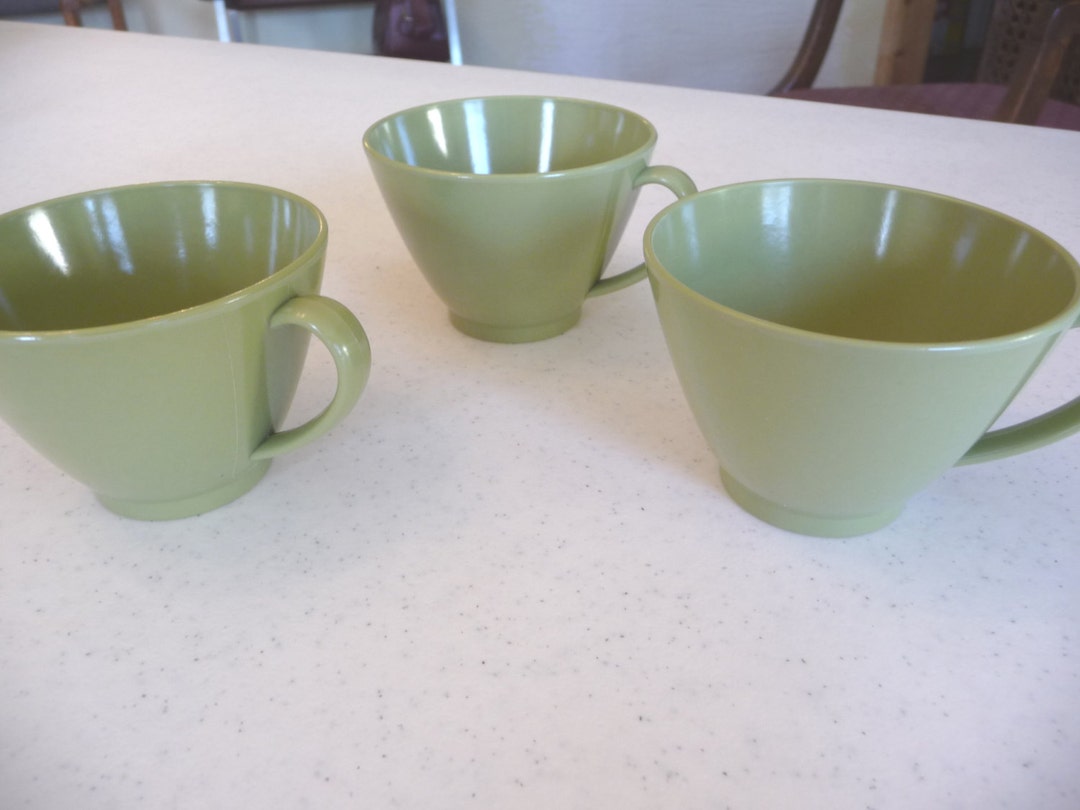 VINTAGE MELMAC CUPS Green Cups Coffee Cups Tea Cups Vintage Housewares ...