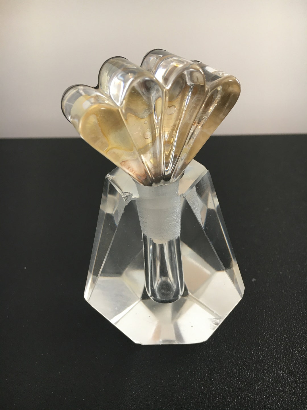 Crystal Perfume Bottle Vintage Bottle Art Deco Heavy Glass, Silver ...