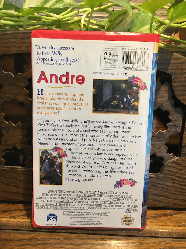 Andre VHS Vintage 1994 Andre the Seal Paramount Based on True Story ...
