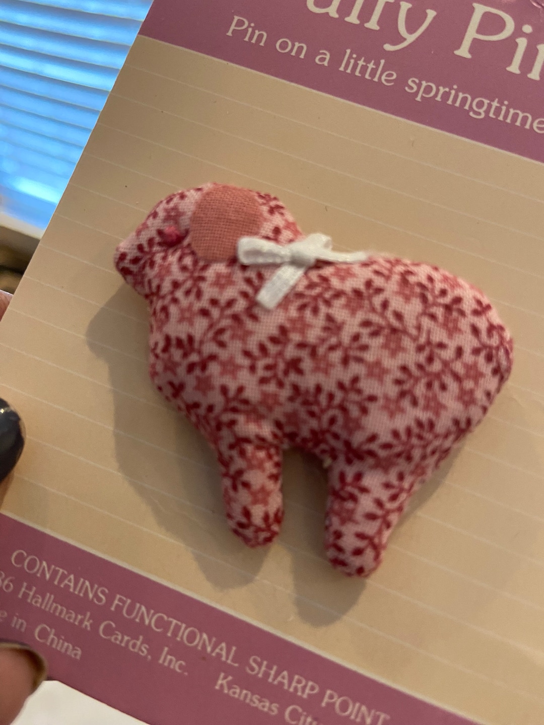 Vintage 1986 Hallmark PUFFY PIN Pink Sheep Pin Fabric Pin New Old Stock ...