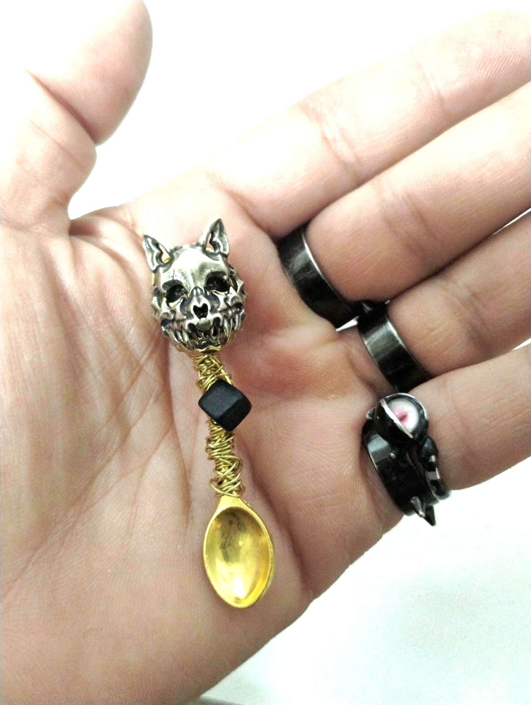 111 Wolf Skull Mask Moving Parts Custom Snuff Bump Spoon, Miniature ...
