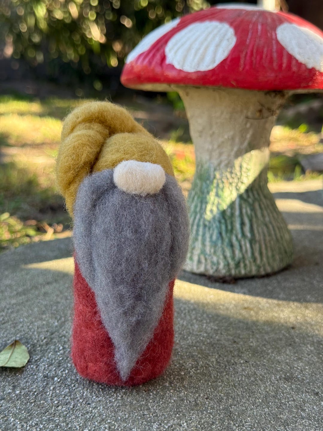 Handmade Needle Felted Proud Gnome Figure - Red Robe/mustard Yellow Hat ...