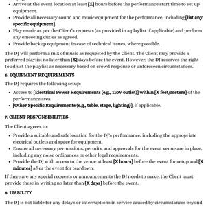 Editable DJ Agreement for Weddings, Events, and Business, Disc Jockey ...