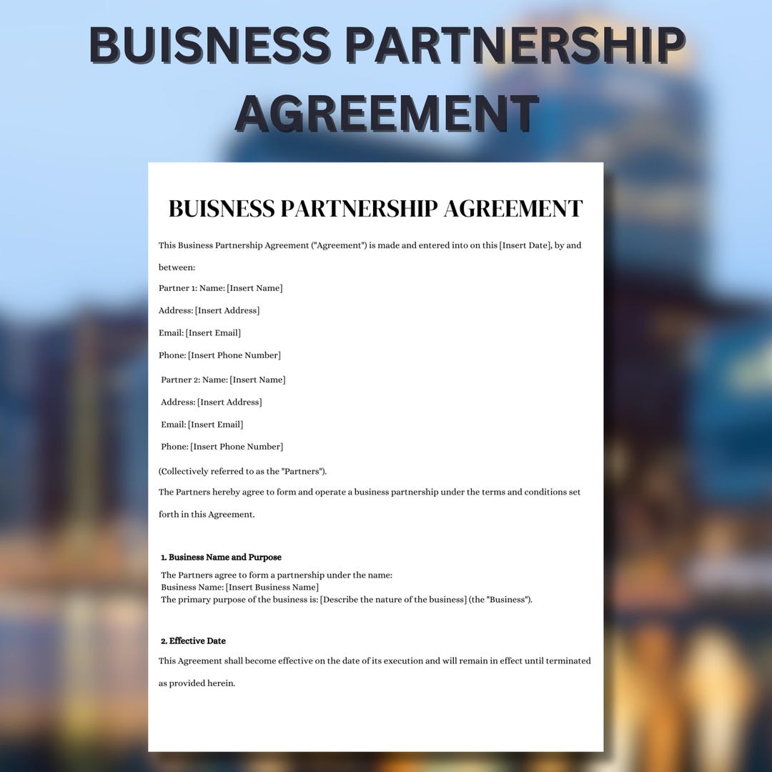 Comprehensive Partnership Agreement Template: LLC & Small Business ...