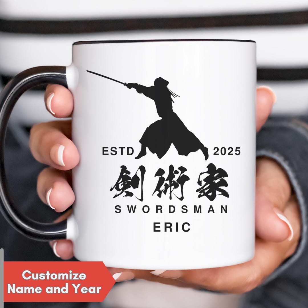 Personalized Martial Art Mug, Japan Custom Mug, Swordsman Coffee Cup ...