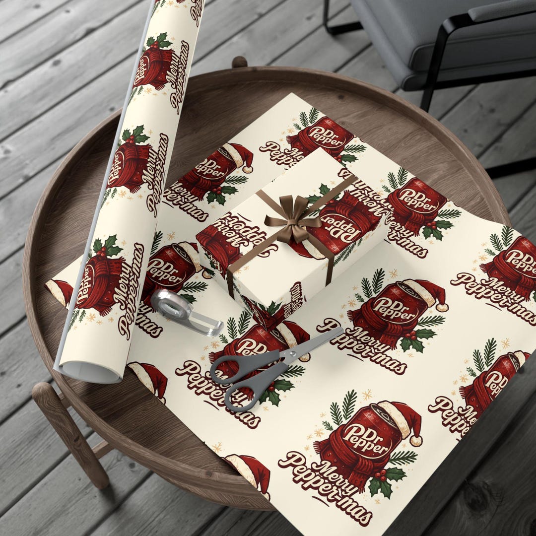 Dr Pepper Can Santa Hat Gift Wrap Paper | Merry Peppermass Holiday ...