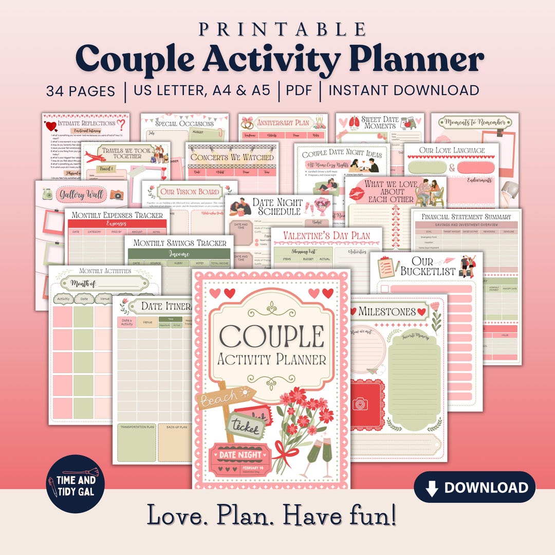 Couples Planner, Couple Journal, Relationship Goals Planner, Printable ...