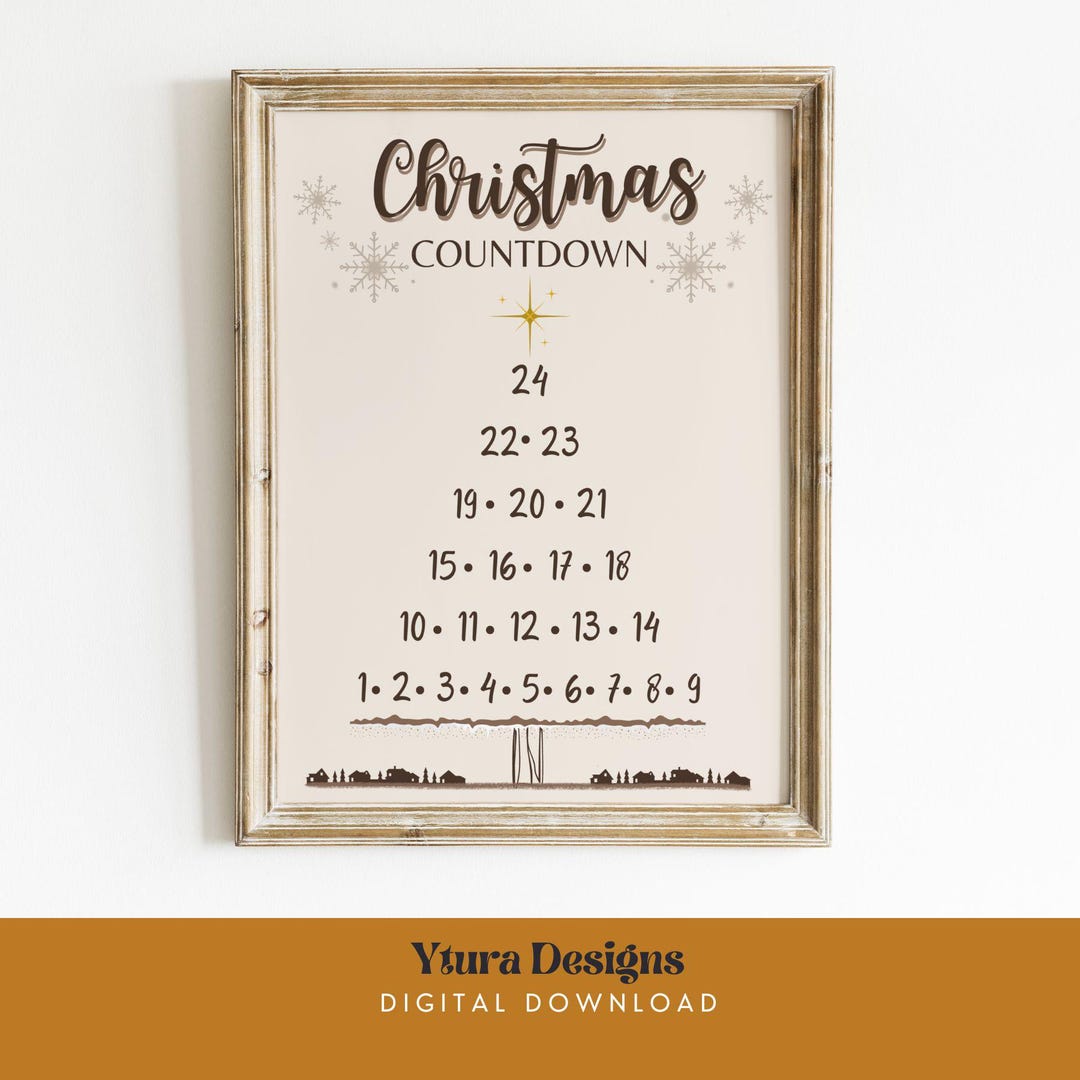 Christmas Countdown Poster, Holiday Countdown Poster, Christmas ...