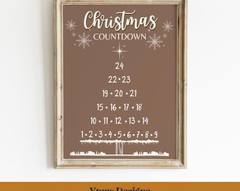 Christmas Countdown, Christmas Poster, Holiday Countdown, Holiday Decor ...