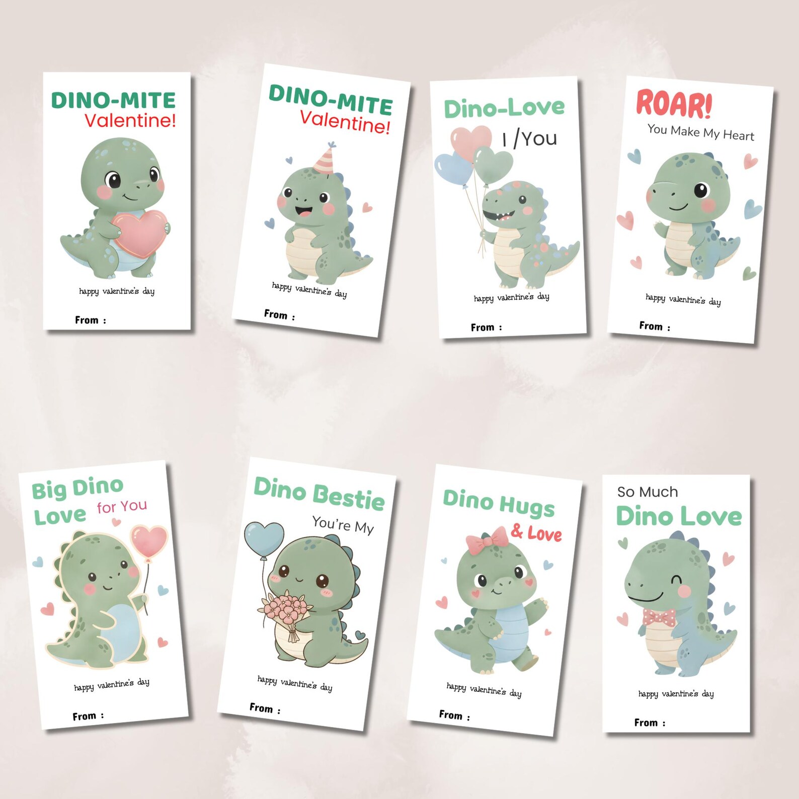 Dino Valentine's Day Cards for Kids & Tweens, Slang Valentine Cards ...