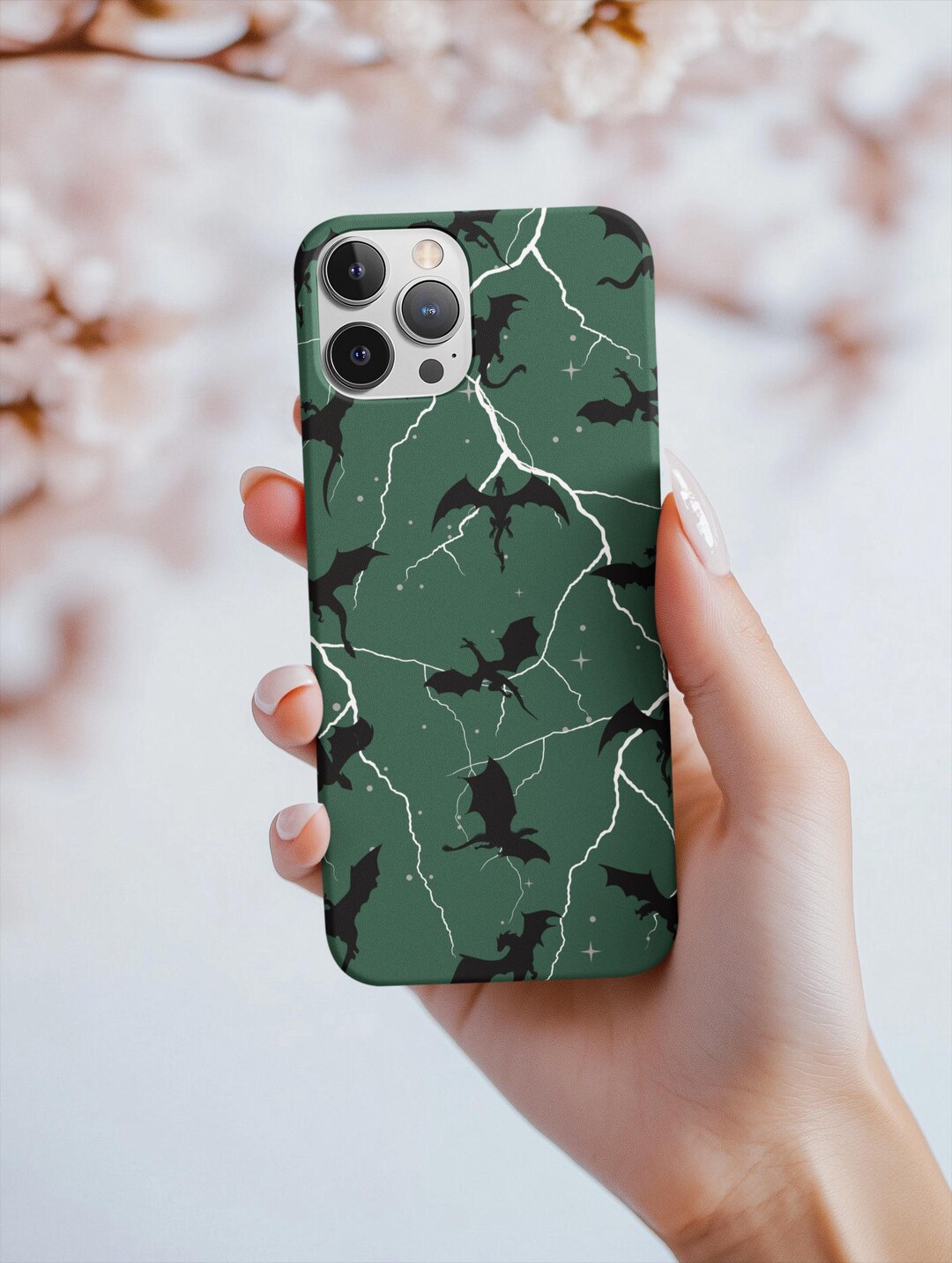 Fourth Wing Inspired Green Dragon Phone Case - Fantasy Dragon Design ...