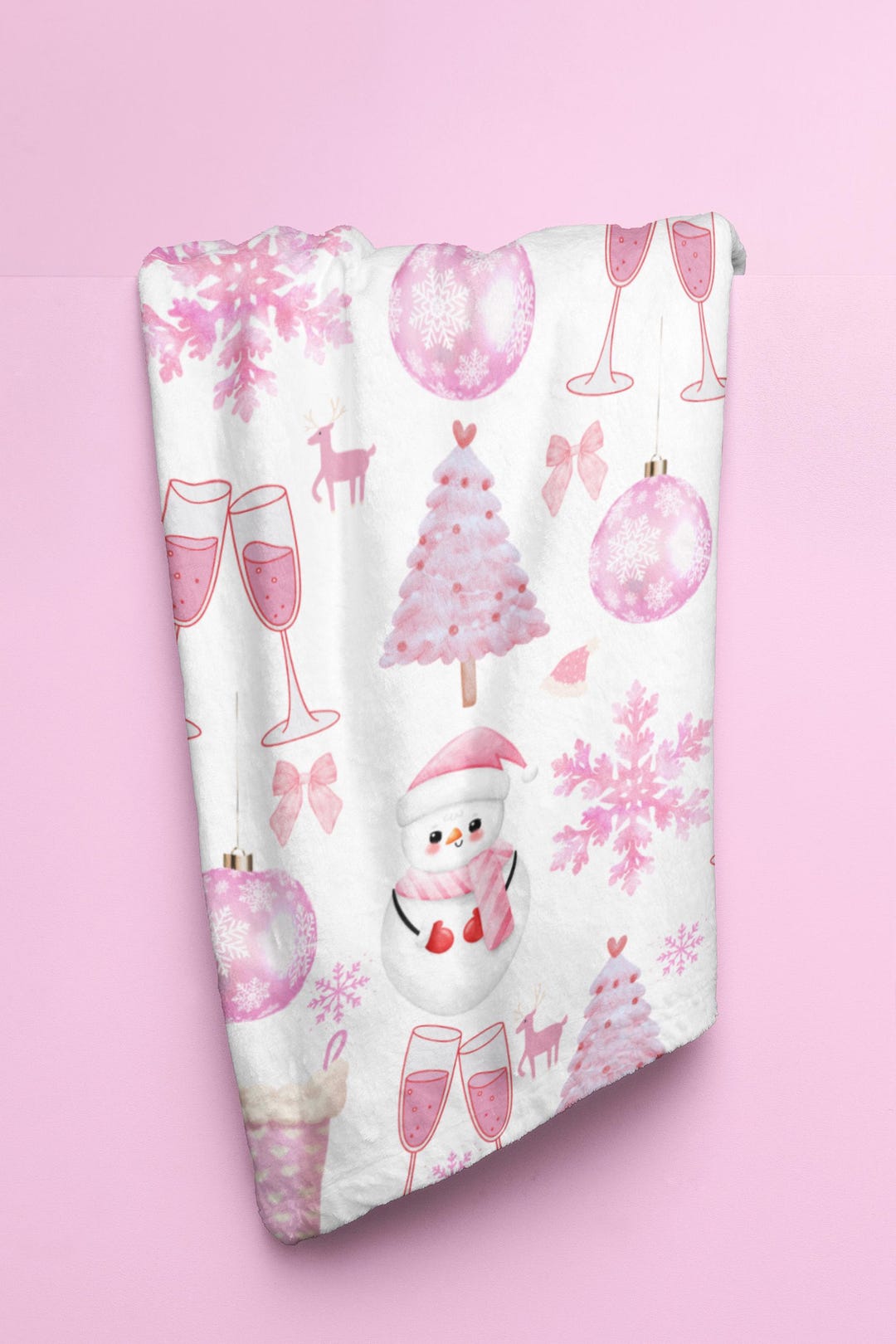 Coquette Pink Christmas Plush Blanket Cozy Holiday Throw Blanket Soft ...
