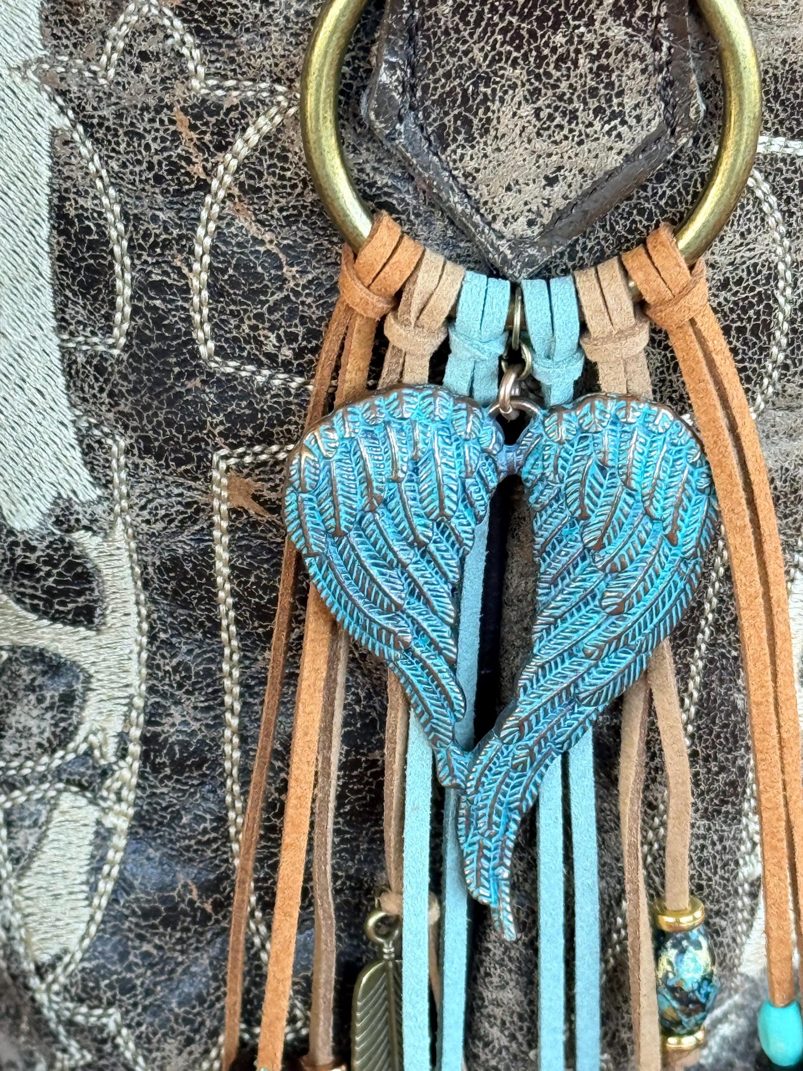 Western Boho Beaded Leather Fringe Cowboy Boot Bling Jewelry Toppers ...