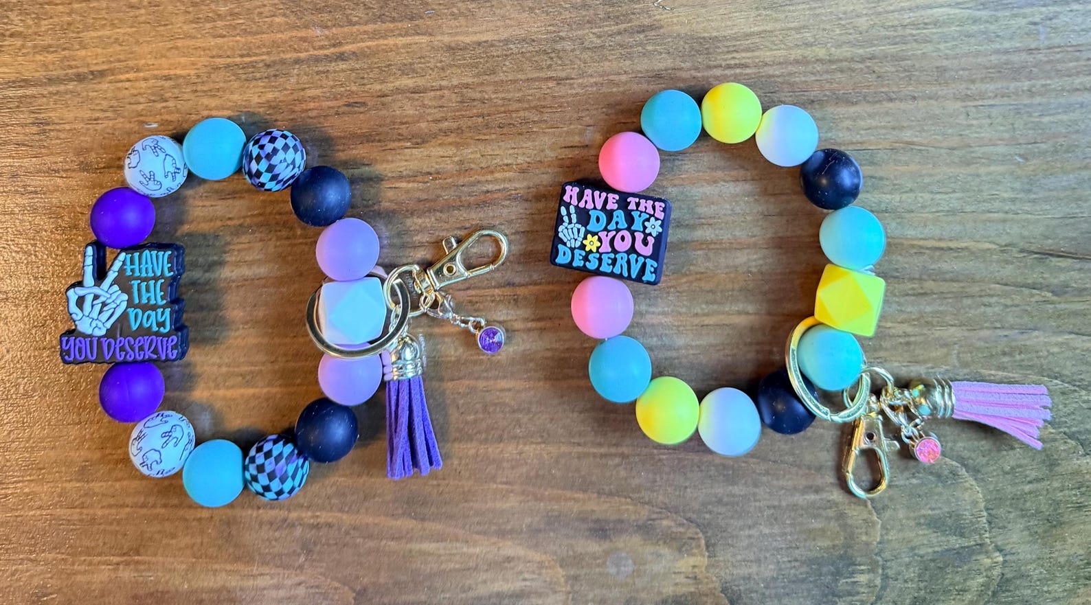 Have the Day You Deserve Skeleton Hand Peace Sign Silicone Beaded ...