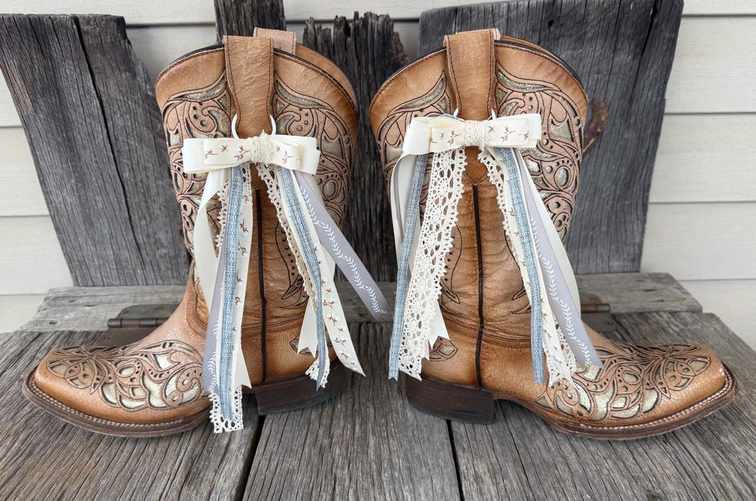 Blue White & Lace Western Boot Bows: Country Concert or Wedding ...