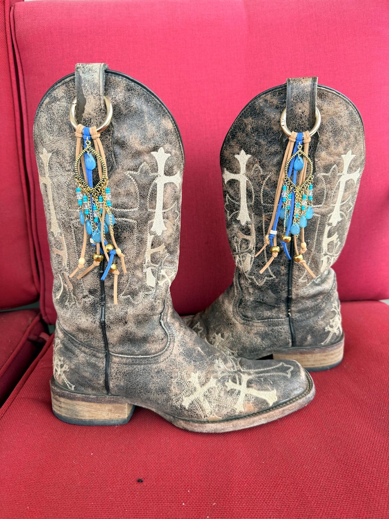 Boho Leather Beaded Fringe Boot Bling Jewelry Toppers: Leather Fringe ...