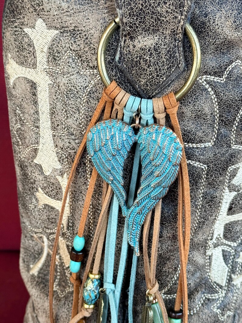 Western Boho Beaded Leather Fringe Cowboy Boot Bling Jewelry Toppers ...