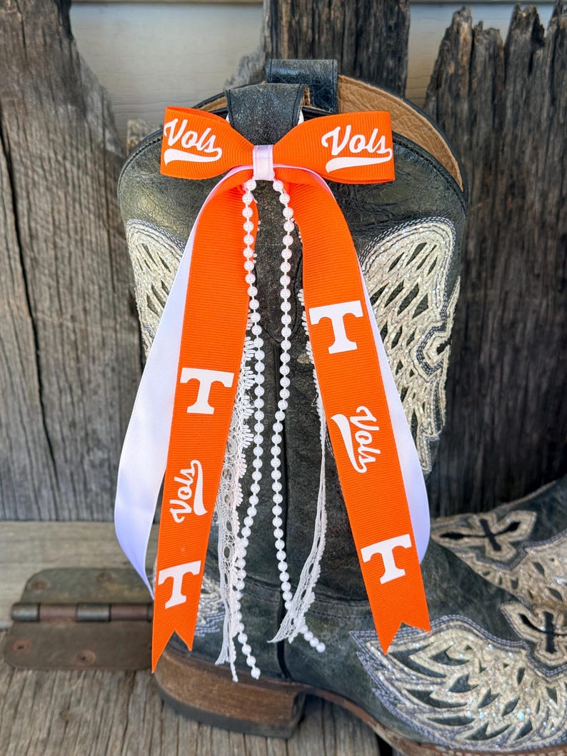 Game Day Boot Bows - Tennessee Vols Orange & White Football Charm ...