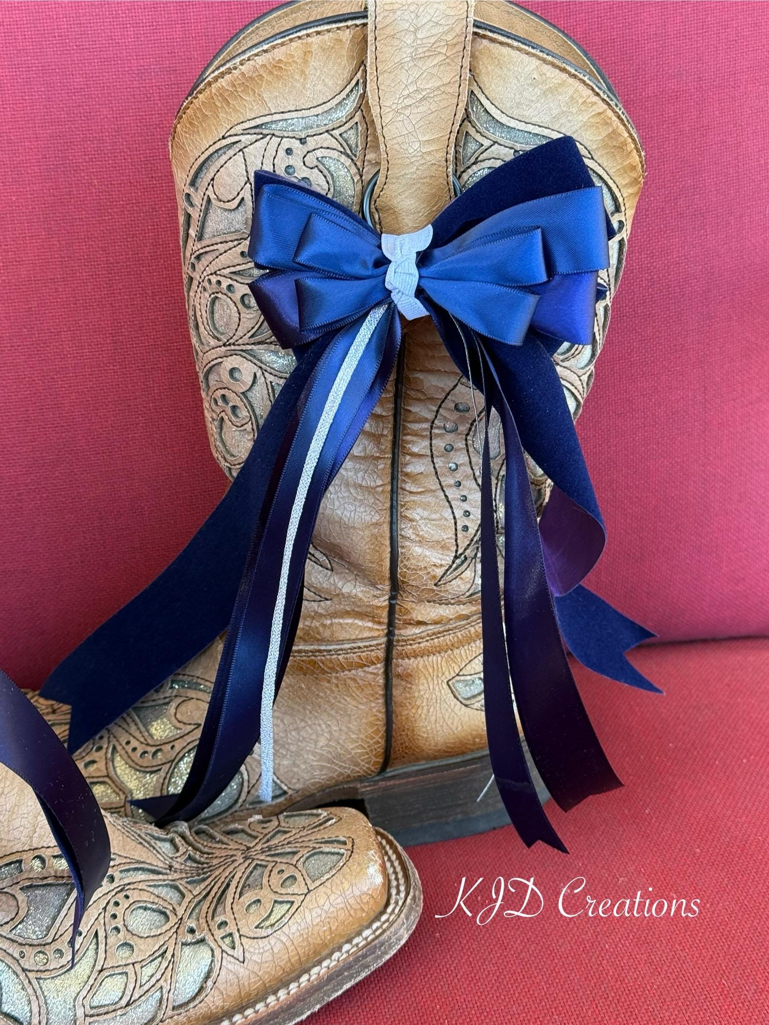 Navy Blue Velvet and White Ribbon - Cowboy Boot Bows: Western Concert ...
