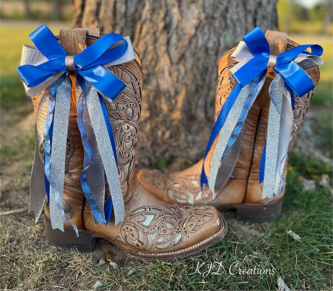Blue Glitter Gray Silver Cowboy Boot Bows: Western Concert Accessory ...