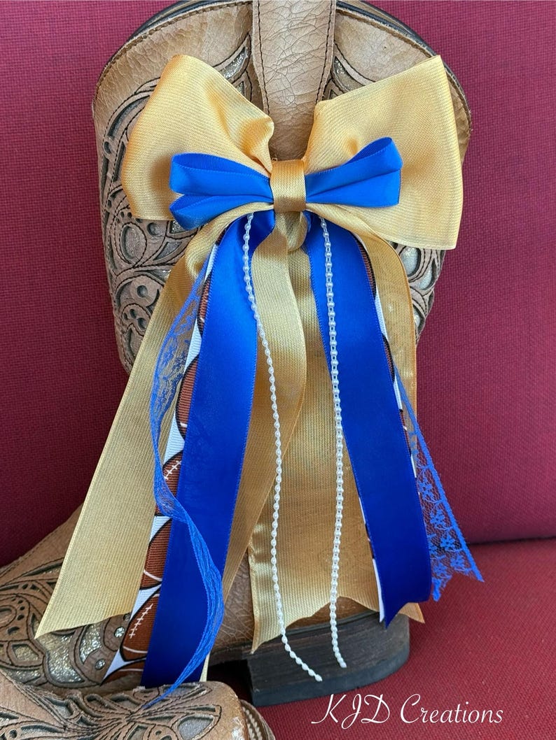 Blue & Gold Cowboy Boot Bows – WVU Mountaineers, Game Day Accessory - Etsy