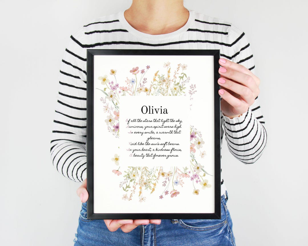 Olivia Acrostic Name Poem, Floral Nursery, Bedroom Art, Little Girl ...